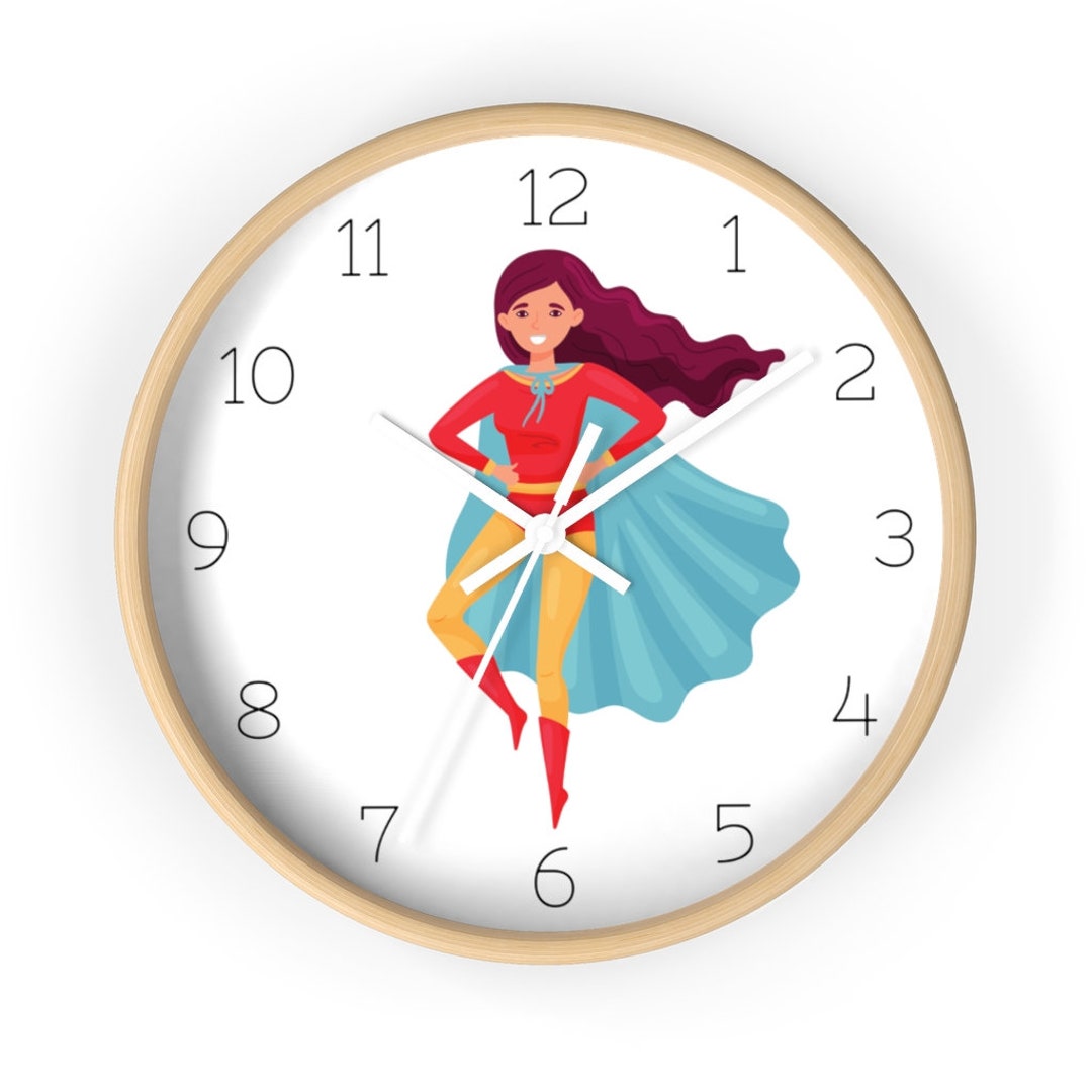 Superheroes Wall Clock for Children Kids' Playroom, Childrens' Bedroom ...