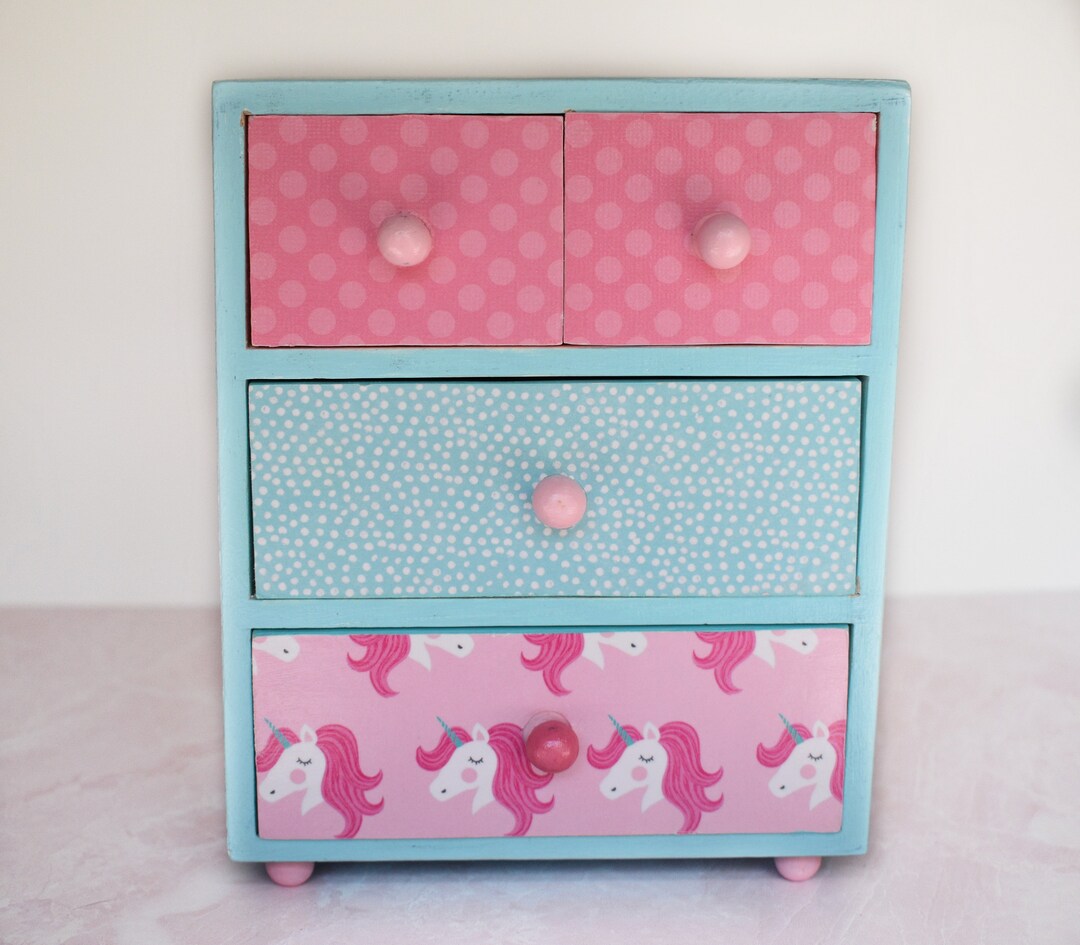Little Girl's Wooden Jewelry Box Decoupage in Patterns of Mermaids ...