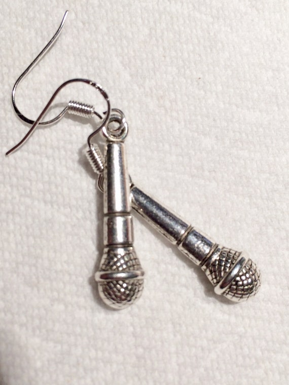 Karaoke Microphone Dangle Charm Earrings | Etsy