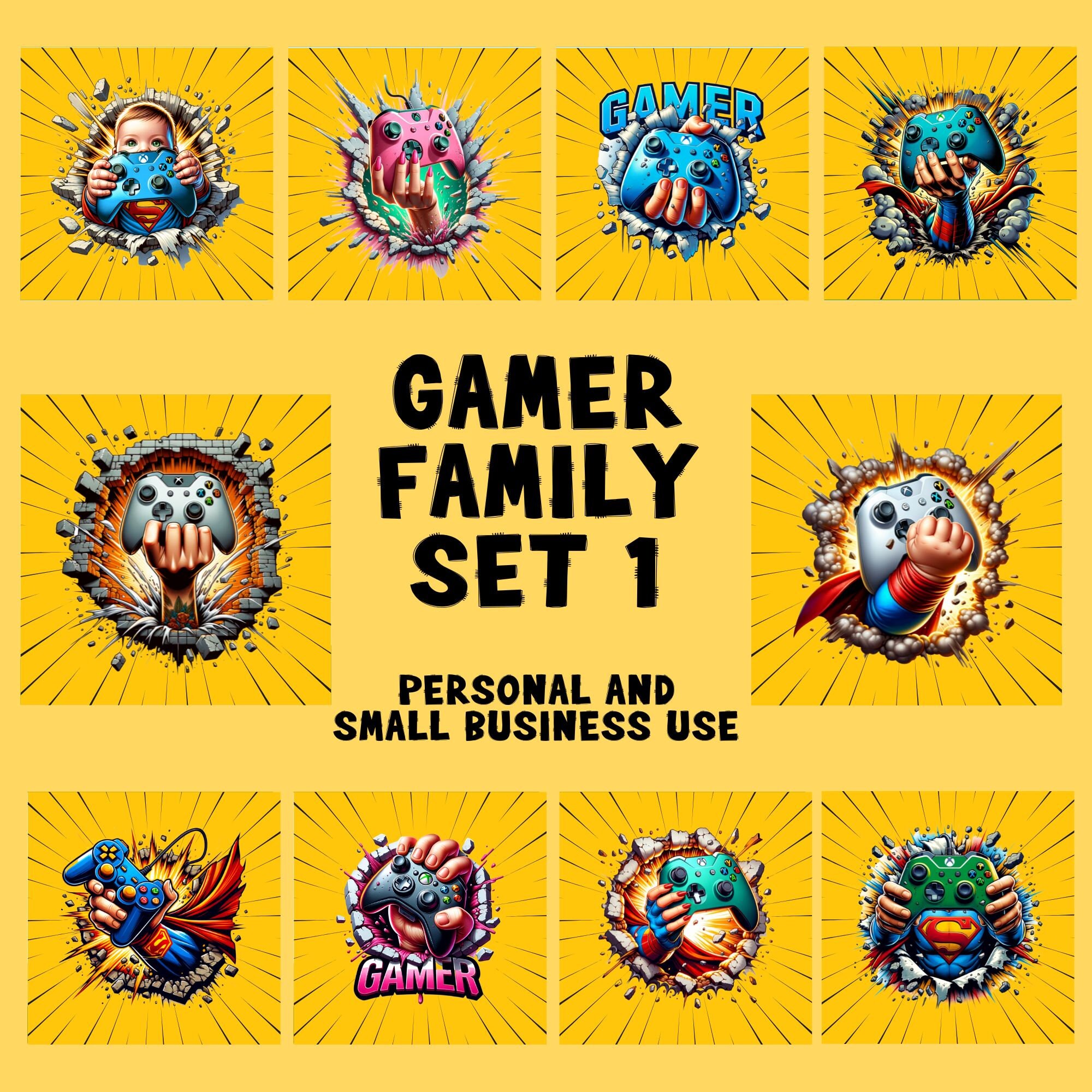 Gaming Family, Gamer Life PNG, Superhero Games, Gaming Clipart Pack ...