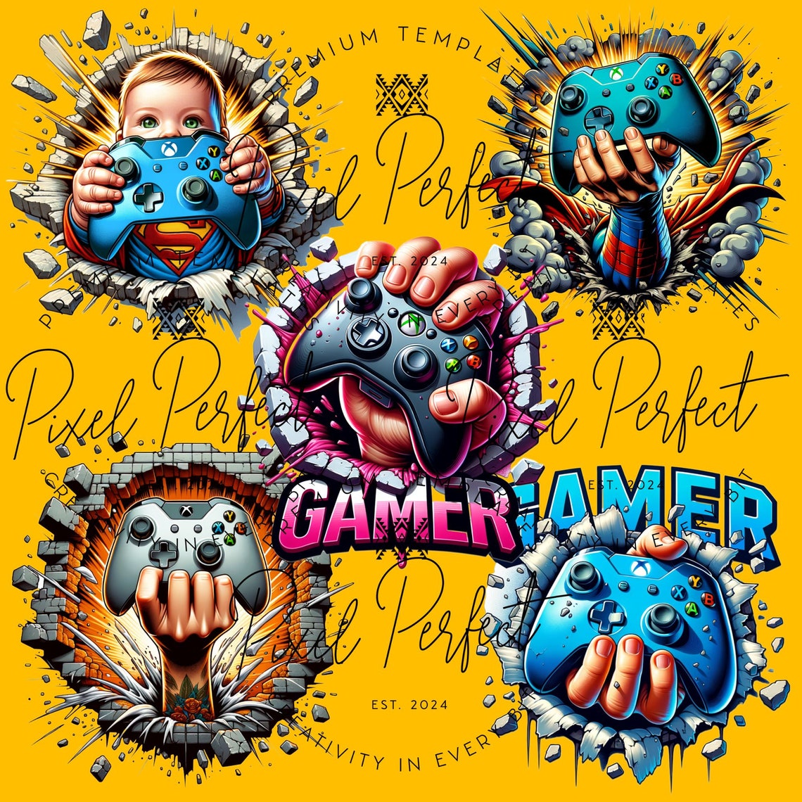 Gaming Family, Gamer Life PNG, Superhero Games, Gaming Clipart Pack ...