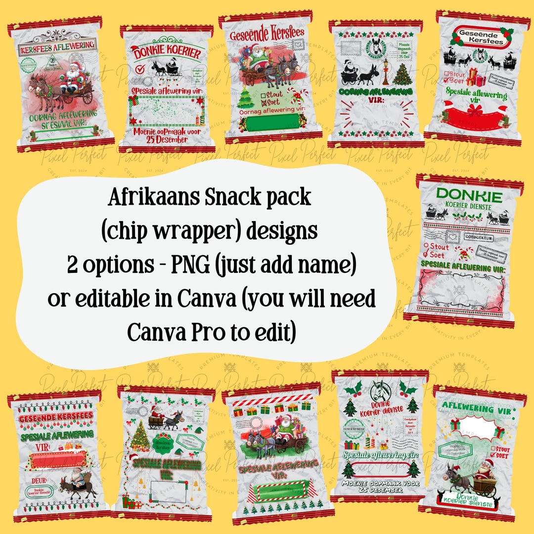 Afrikaans, Snack Pack Wrappers, Christmas Snack Packs, Chip Wrapper ...