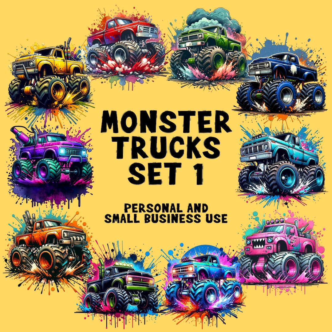 Monster Trucks, Monster Trucks Clipart, Monster Trucks Sublimation ...