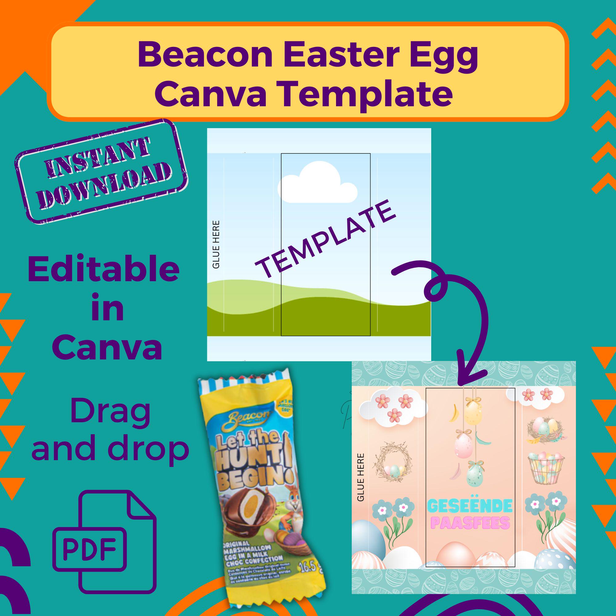 Easter Egg Canva Template, Beacon, Candy Wrapper Printable, Editable ...