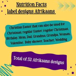 Afrikaans Nutrition Facts Label Designs: PNG, SVG (digital Download) - Etsy