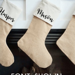 Personalized Burlap Christmas Stockings / Jute Christmas Farmhouse ...