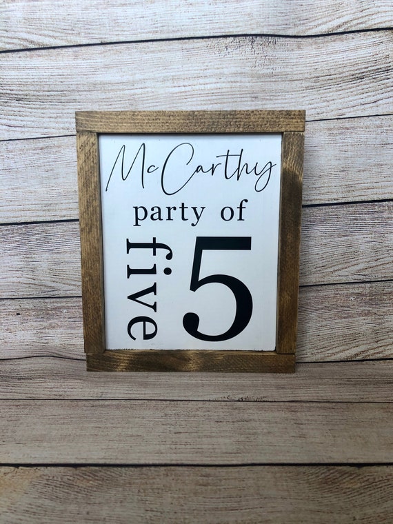 Personalized Last Name Family Sign / Party of 5 Sign / Party | Etsy