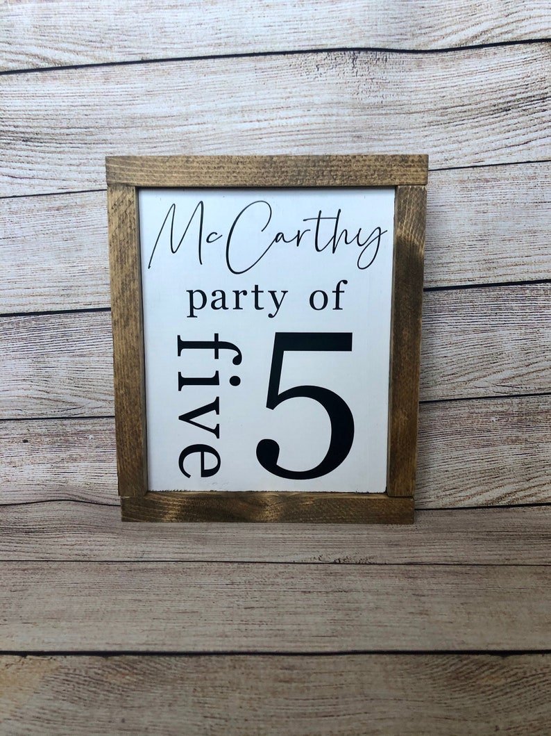 Personalized Last Name Family Sign / Party of 5 Sign / Party of 4 Sign ...