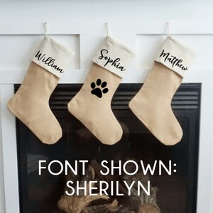 Personalized Burlap Christmas Stockings / Jute Christmas Farmhouse ...