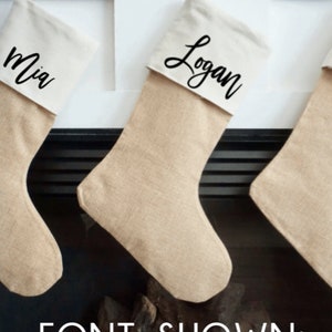 Personalized Burlap Christmas Stockings / Jute Christmas Farmhouse ...