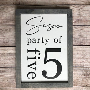 Personalized Last Name Family Sign / Party of 5 Sign / Party of 4 Sign ...