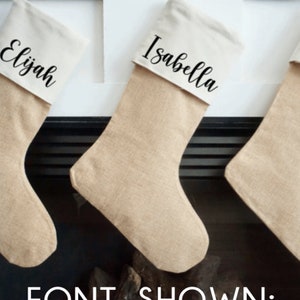 Personalized Burlap Christmas Stockings / Jute Christmas Farmhouse ...