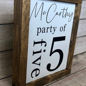 Personalized Last Name Family Sign / Party of 5 Sign / Party of 4 Sign ...