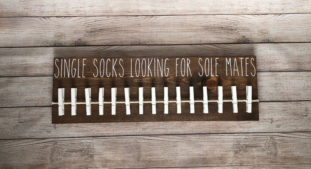 Single Socks Looking for Sole Mates Laundry Decor / Sock Hanger / Sock ...