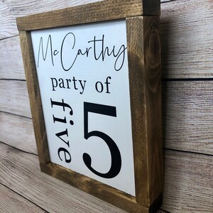 Personalized Last Name Family Sign / Party of 5 Sign / Party of 4 Sign ...