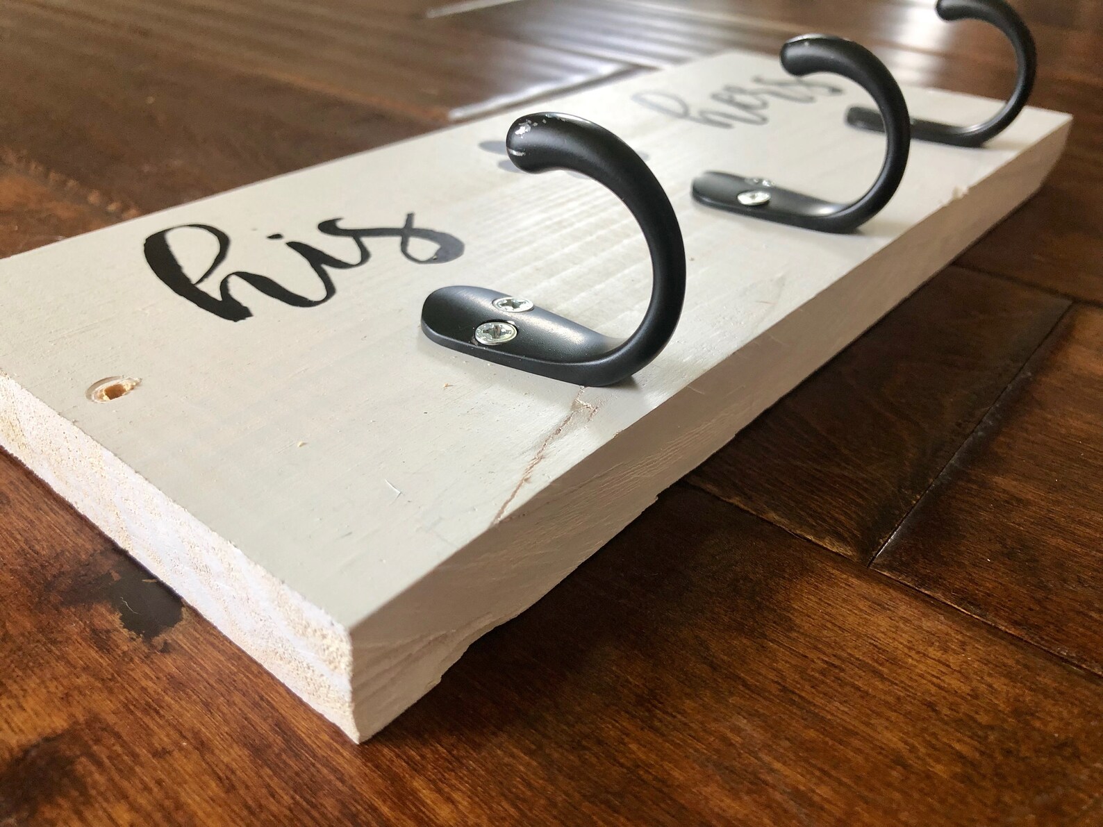 His & Hers Paw Print Key Holder / Entryway Key Hook / Leash and Collar ...