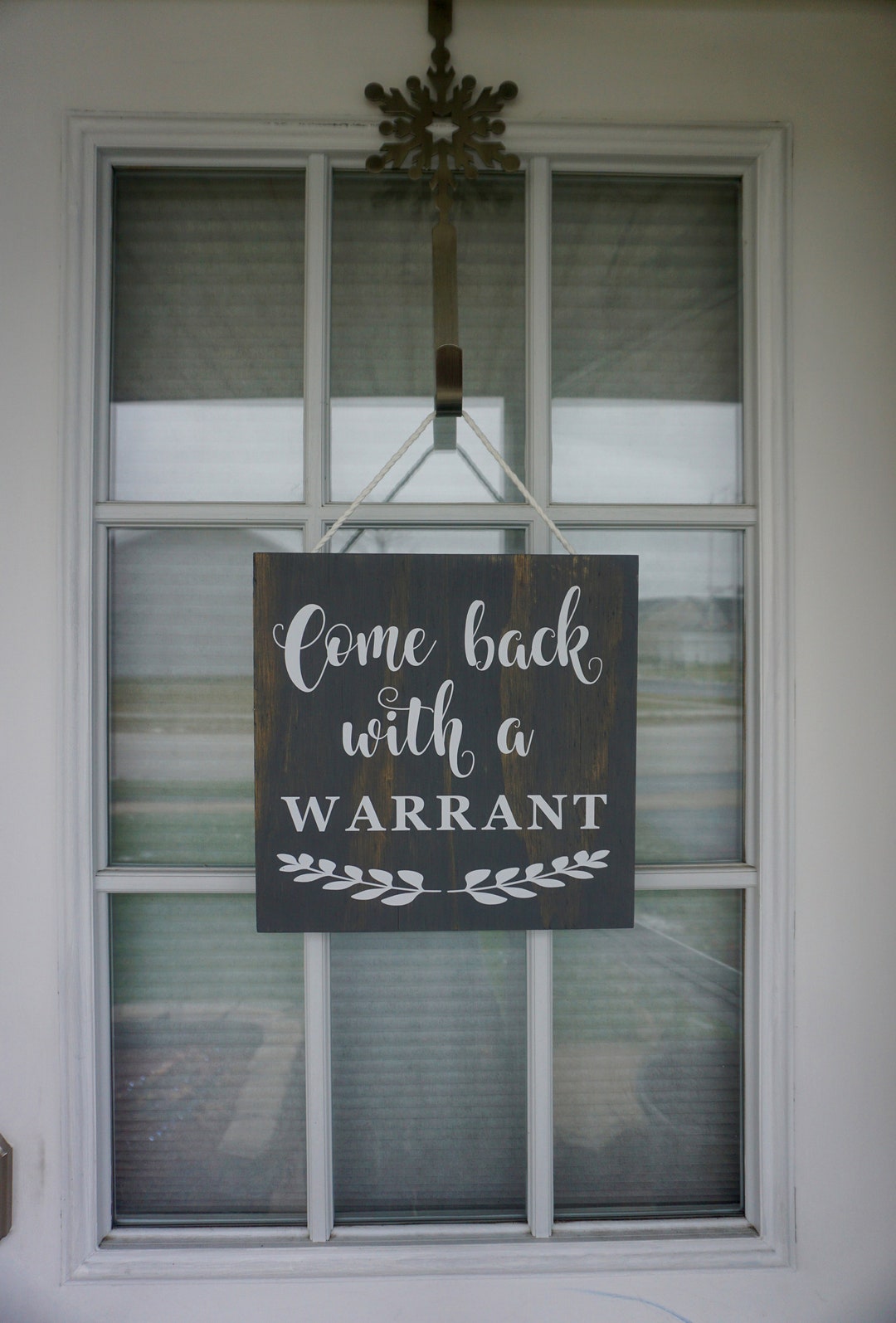 Come Back With a Warrant Door Sign - Etsy