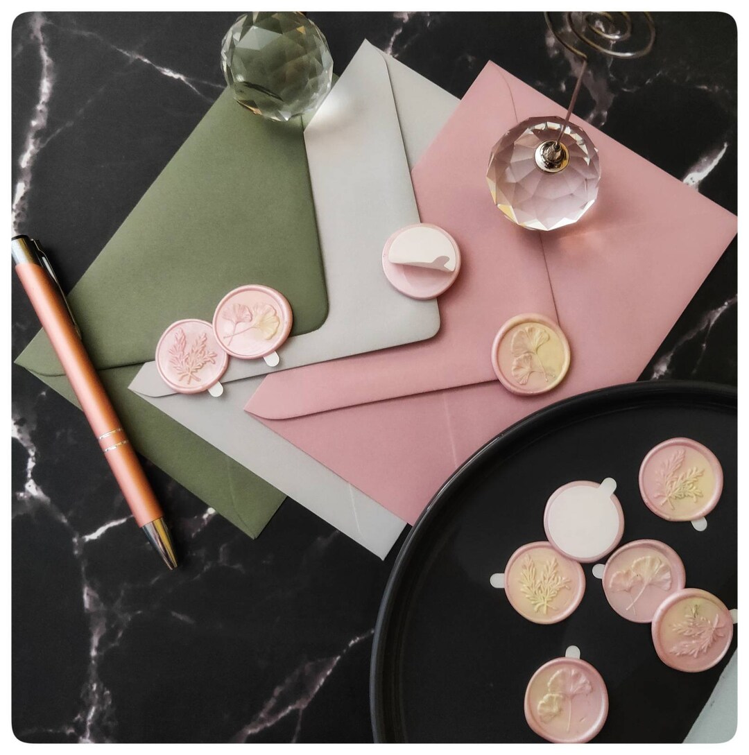 BOTANICAL LEAF Lemon Pinky Wax Seal Stickers Rosemary Herb and Ginkgo ...