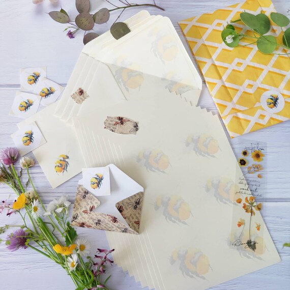 Bumble Bee Letter Writing Stationery Gift Wrapped Set Lined - Etsy