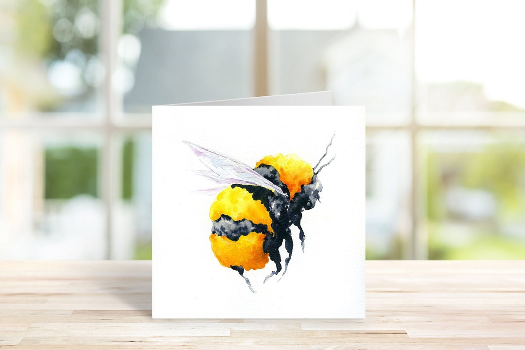 Watercolor Bumble Bee Art Card – Blank Notecard, Garden Wildlife - Etsy