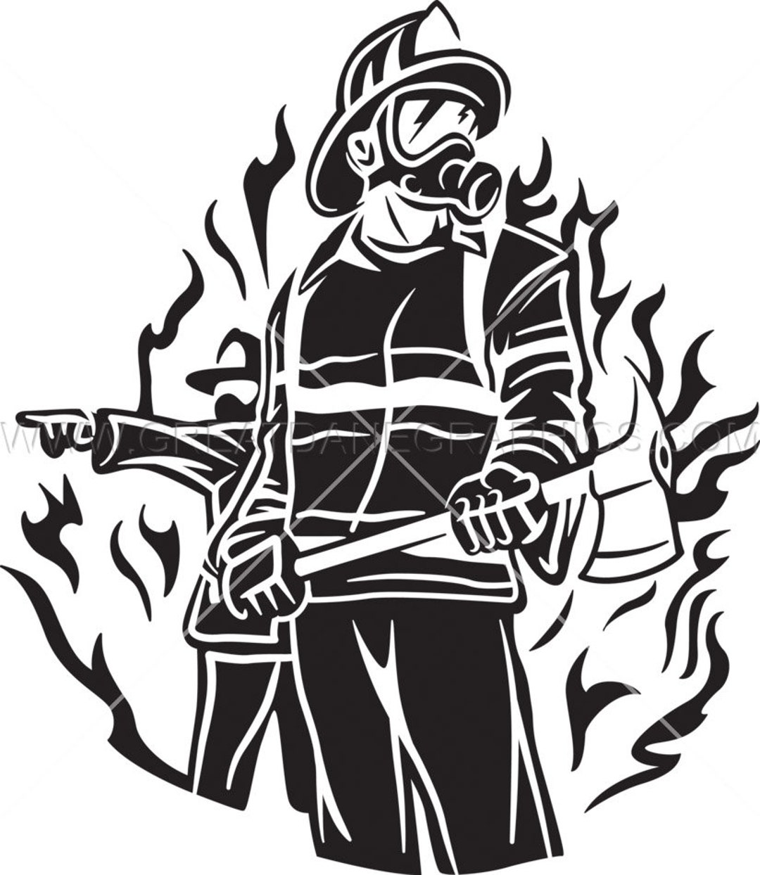 Firefighter SVG Firefighter Putting Out Flame Vector Graphic - Etsy ...