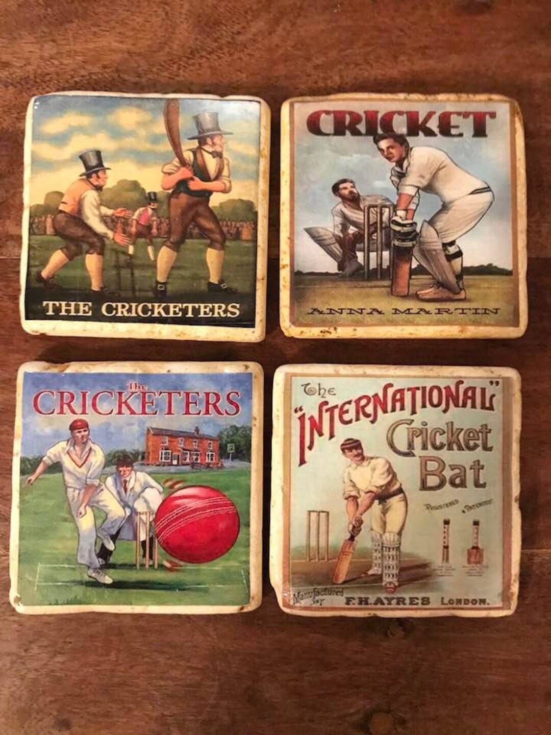 4 Handmade Cricket decoupage stone travertine marble coasters - Etsy Italia