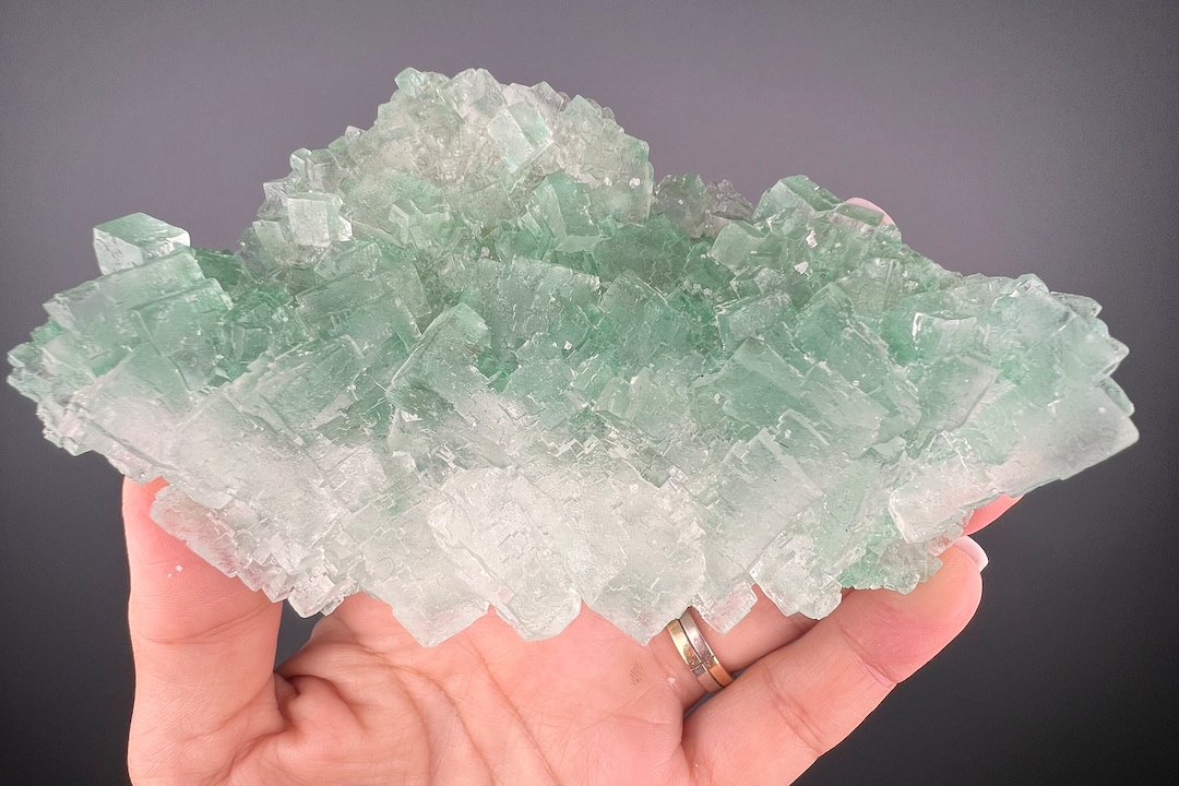 Rare Formation! Transparent Gemmy Cubic Green Halite With Gypsum ...