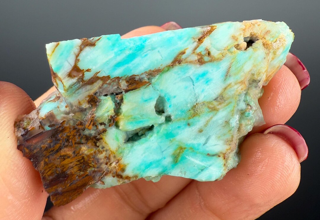Natural Collawood (colla Petrified Wood) With Chrysocolla - Etsy