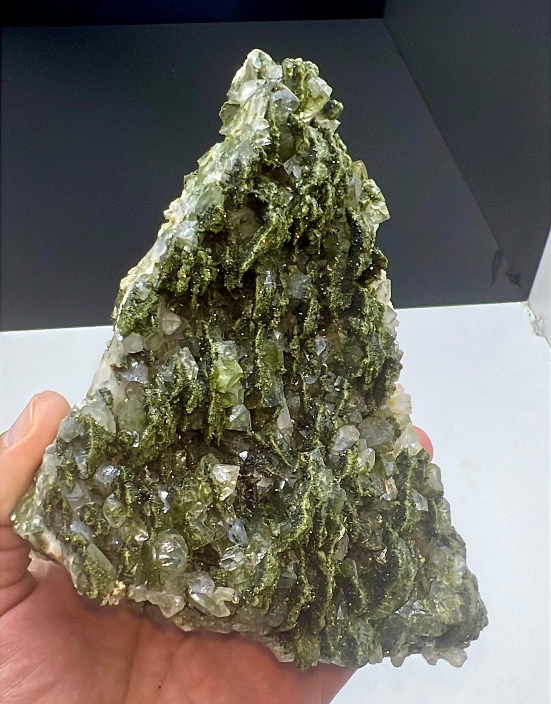 Forest Epidote With Quartz, Extra Sparkly Green Epidote With Quartz ...