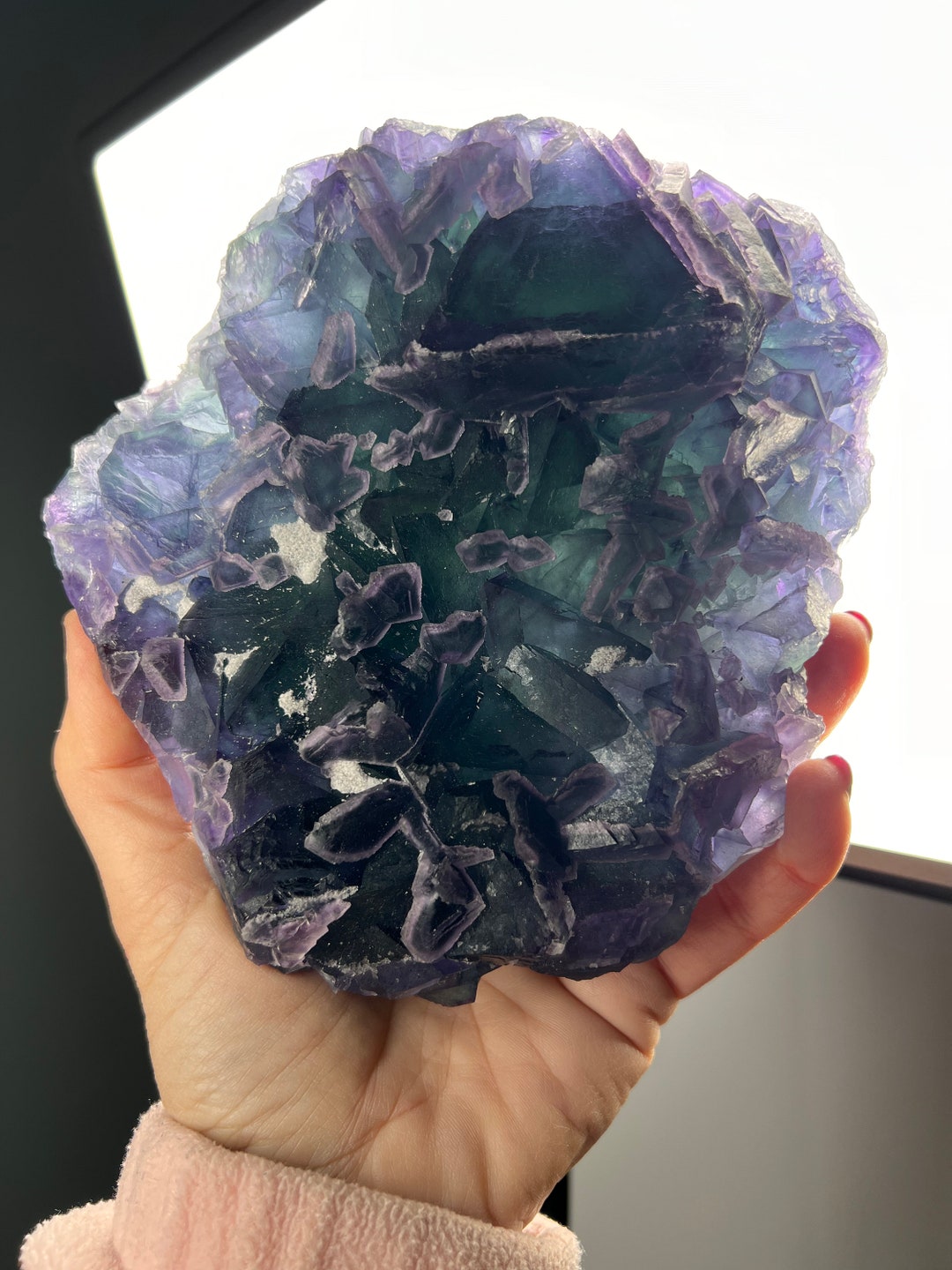 Amazing Color and Amazing Crystal Pattern Bi-color Fluorite Crystal ...