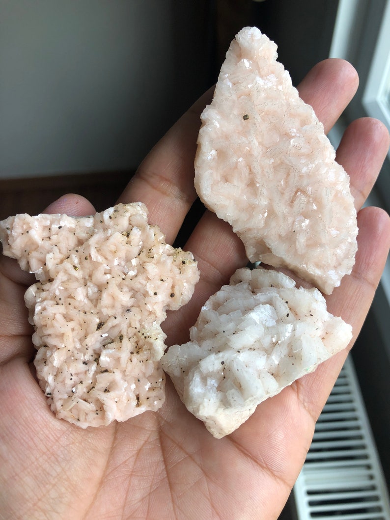 Set of 3 Dolomite Natural Gemstone Cluster Pink Dolomite - Etsy