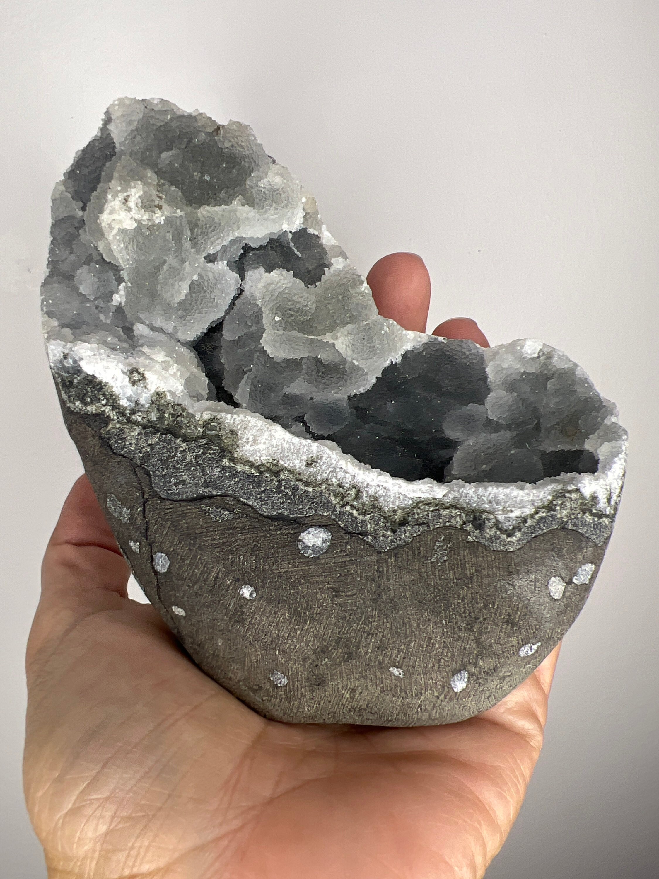Self-stand Druzy Chalcedony With Apophyllite Crystal Geode - Etsy