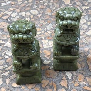 Green Jade Fu Dog (foo Dog) Guardian Gemstone Huge Carving Sculpture ...
