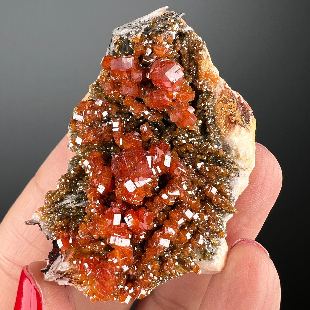 WOW black Barite With Red Vanadinite Crystal Specimen From Morocco - Etsy
