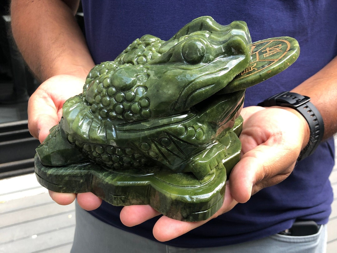 Wealth and Prosperity!big Size!llovely Green Jade Money Frog, Jade ...