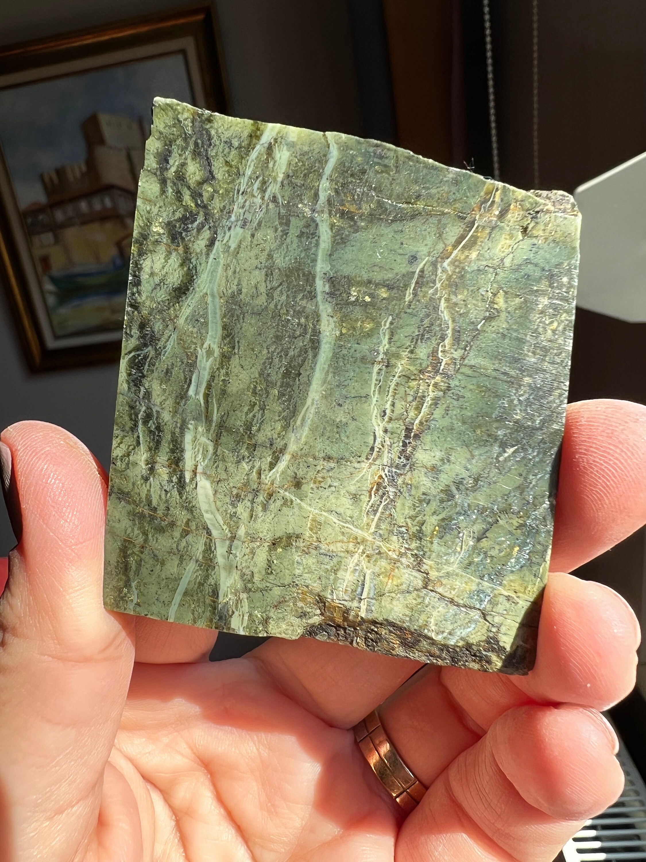 Home & Living Pietersite Slab with Green Chatoyant Colors Green ...