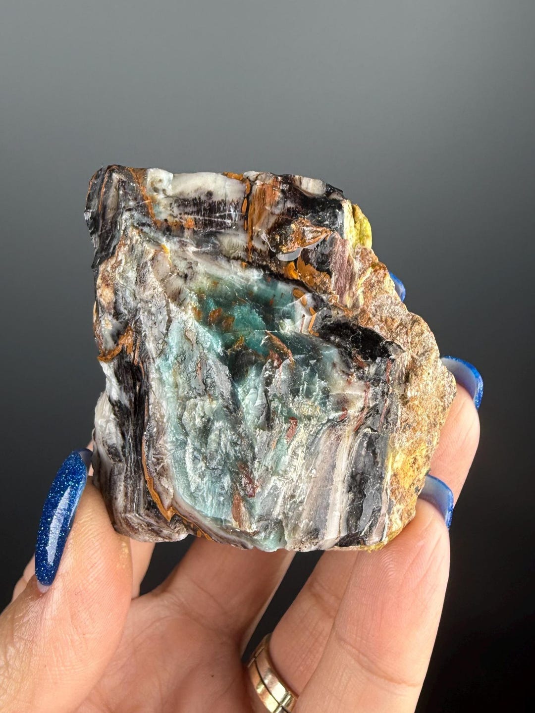 Natural Collawood (colla Petrified Wood) With Chrysocolla and Malachite ...