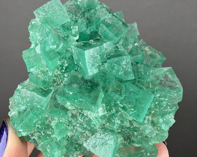 Rare Formation! Transparent Gemmy Cubic Green Halite With Gypsum ...