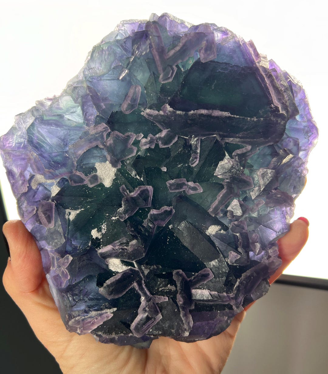 Amazing Color and Amazing Crystal Pattern ! Bi-color Fluorite Crystal ...