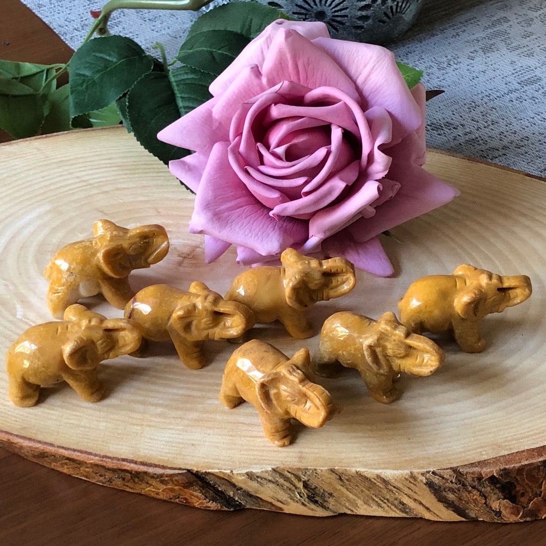 Set of 7 !!!! Seven Piece Yellow Jasper Elephant Figure - Etsy