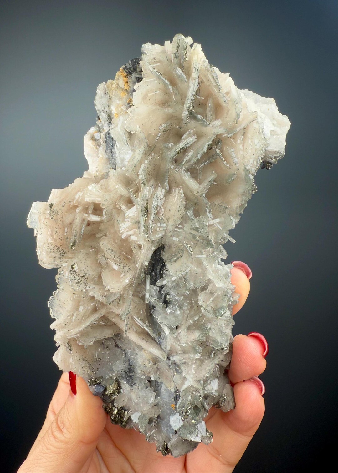 New! Bladed Soft Pink Barite With Metallic Galena Specimen - Etsy