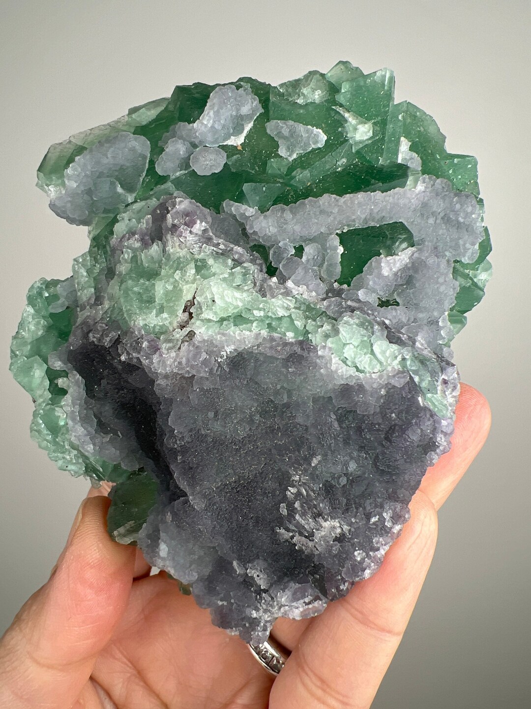 Amazing Color and Crystal Pattern ! Bi-color Fluorite Crystal Specimen ...