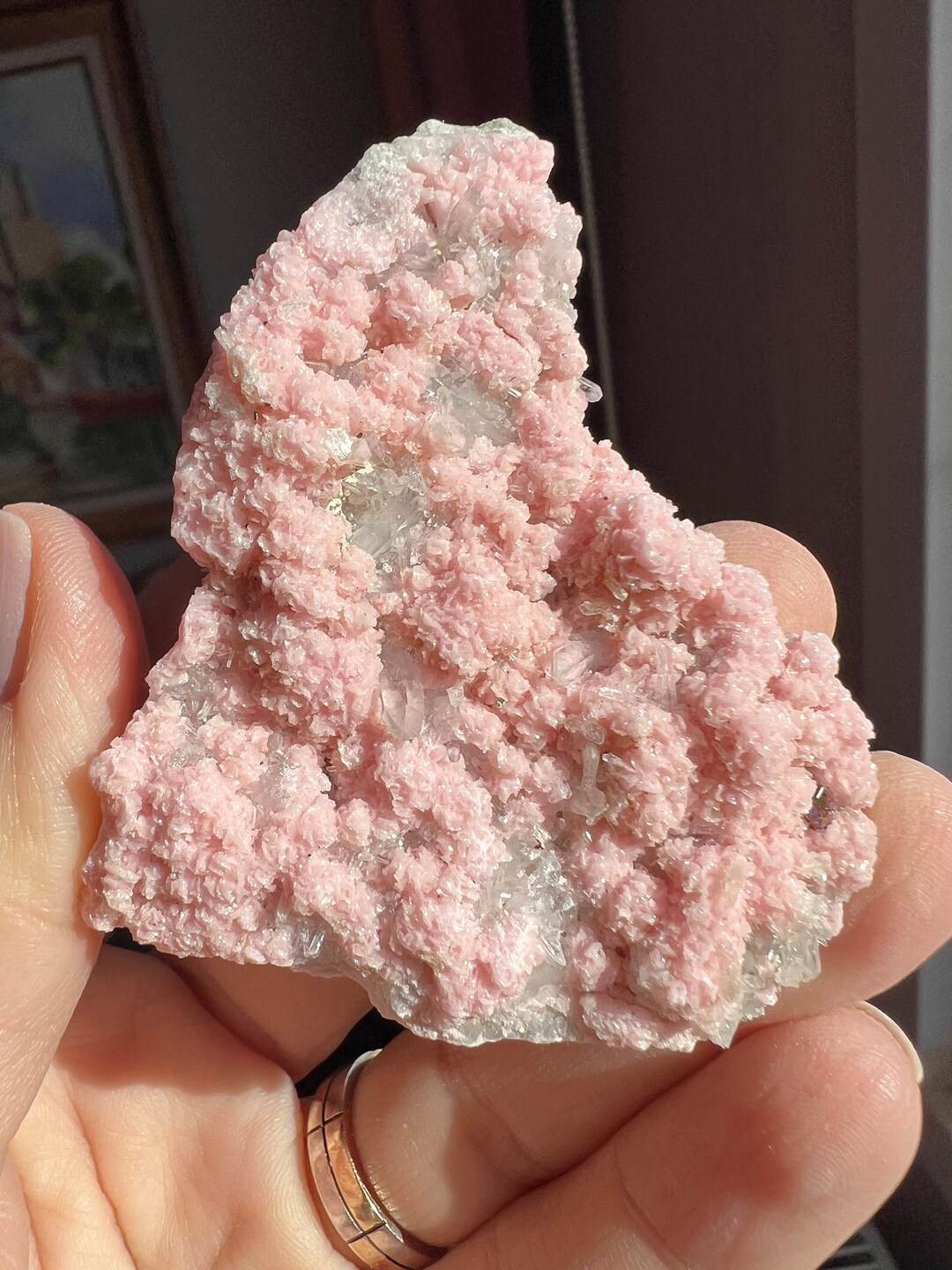 Old Stock! Pink Rhodochrosite With Quartz Mineral Specimen - Etsy