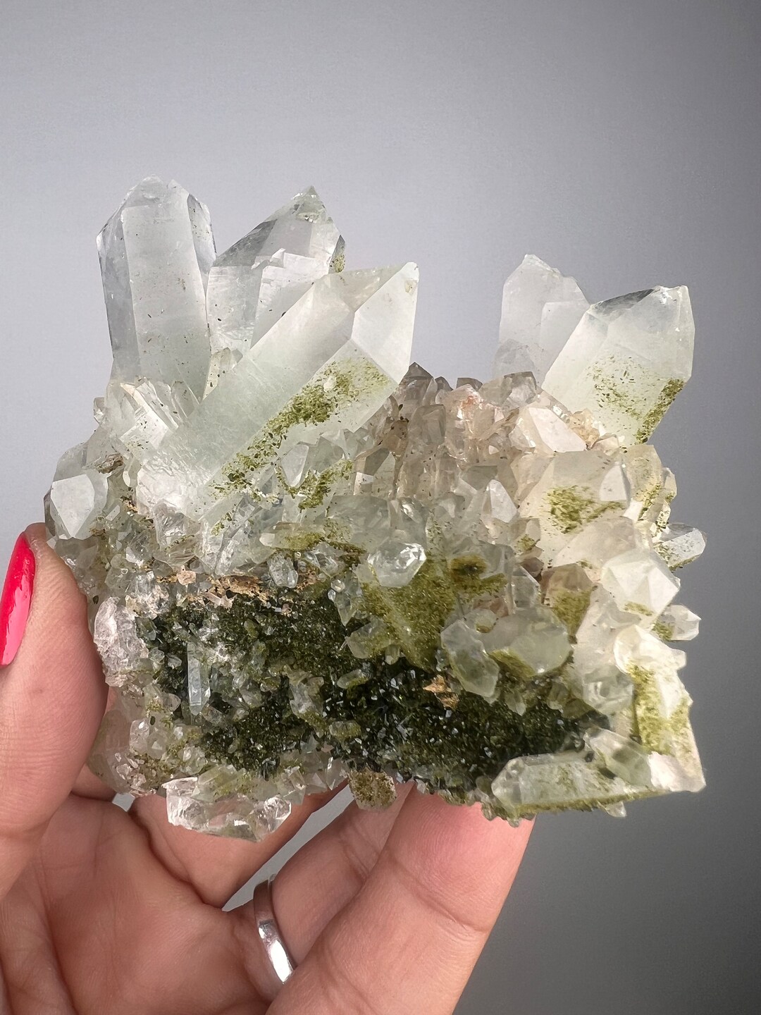 Crystal Quartz Flowers With Glittery Chlorite Crystals Specimen From ...