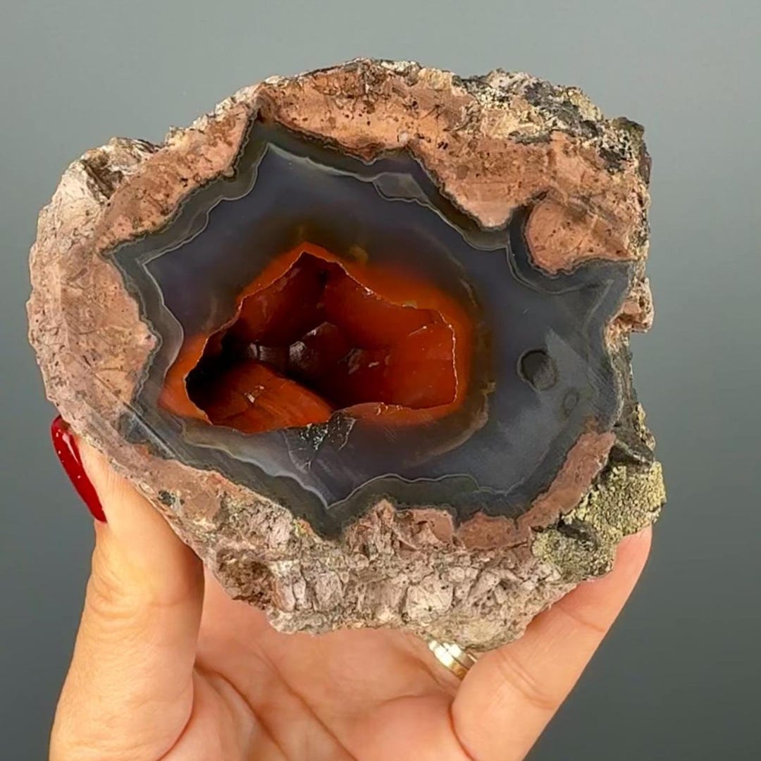 UV Reactive Red Crater Agate, Red Crater Red Fox Agate Specimen - Etsy