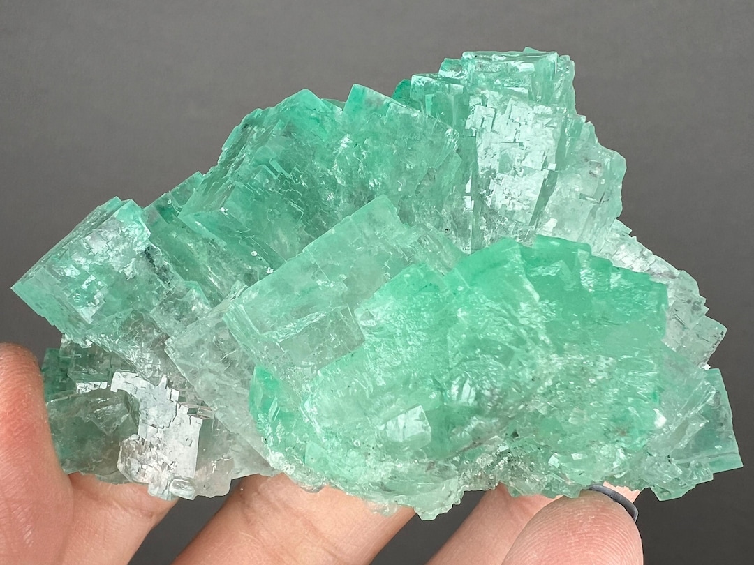 Rare Formation! Transparent Gemmy Cubic Green Halite With Gypsum ...