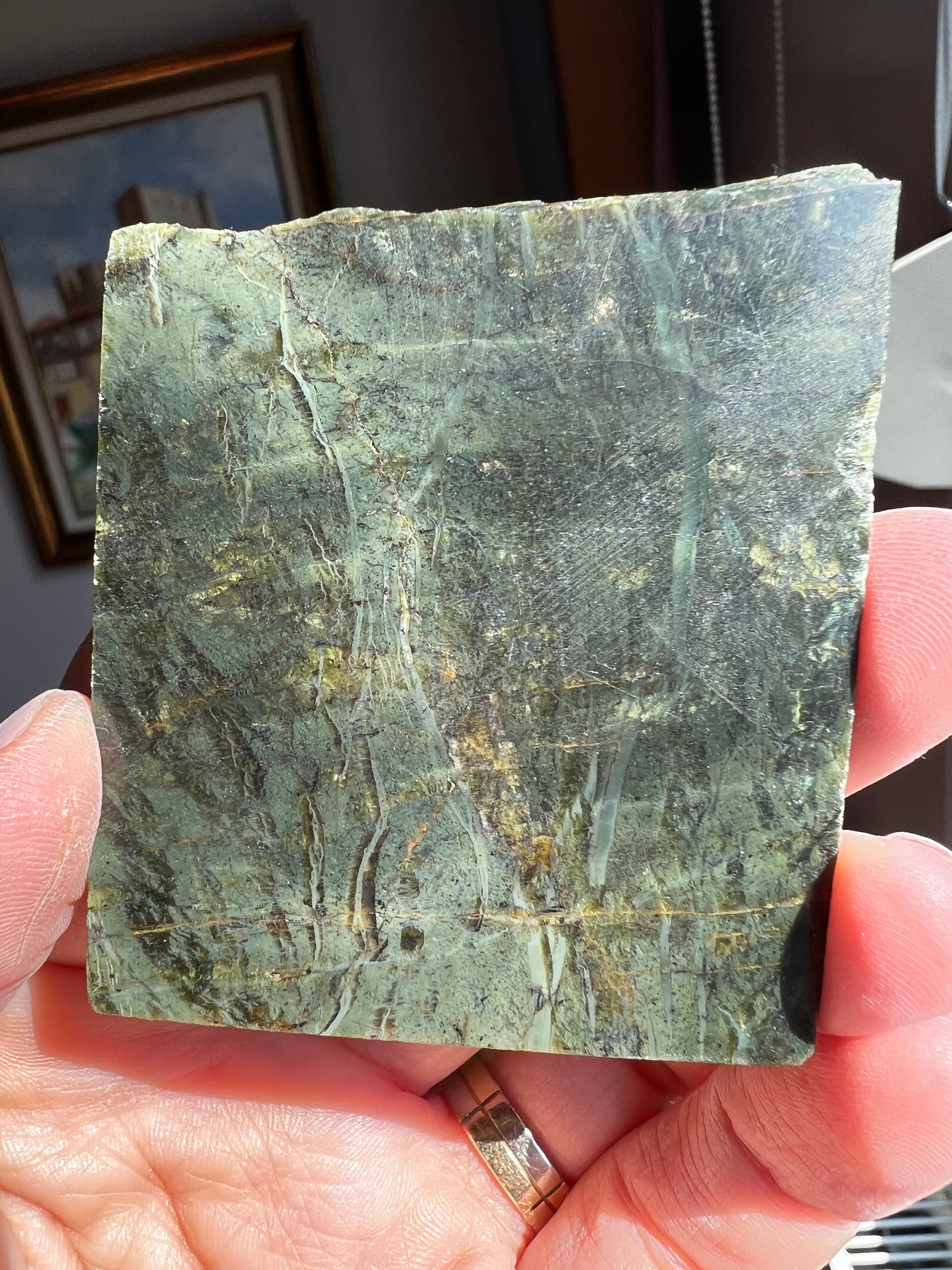 Home & Living Pietersite Slab with Green Chatoyant Colors Green ...