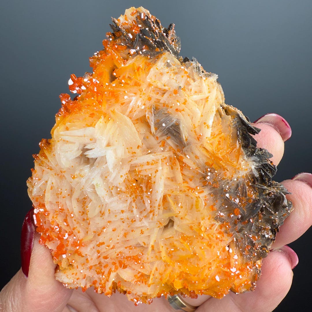 White Barite With Red Vanadinite Crystal Specimen - Etsy