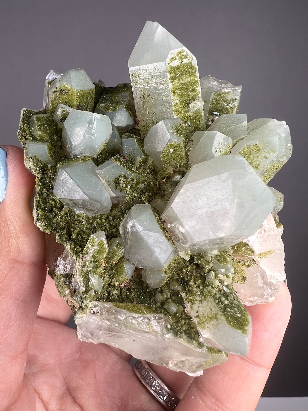 Epic! Chlorite Quartz Flowers With Epidote Crystals Specimen - Etsy