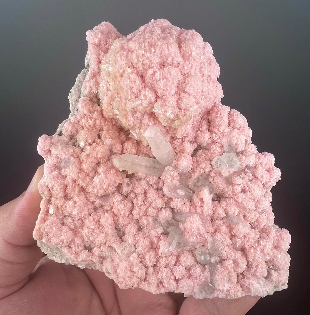 Lovely Piece! Pink Rhodocrosite, With Crystal Quartz Specimen - Etsy